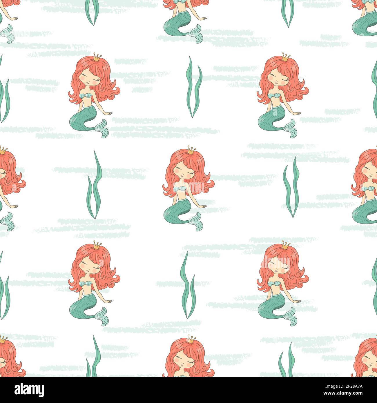 Seamless little Mermaids pattern. Vector background for kids design ...