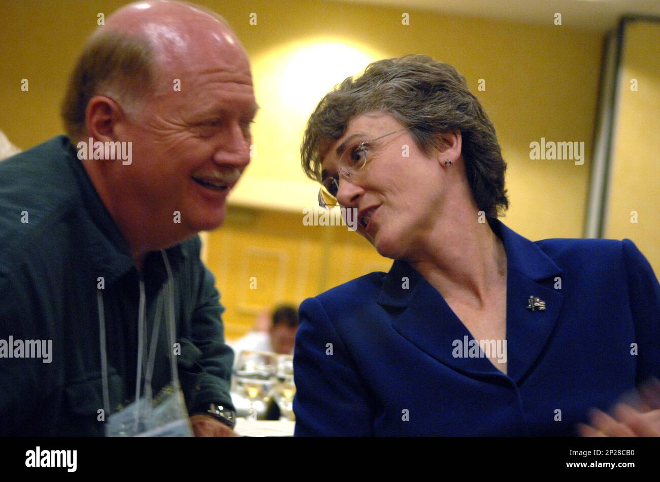 Rep. Heather Wilson, R-N.M., has a word with her husband Jay Hone at ...