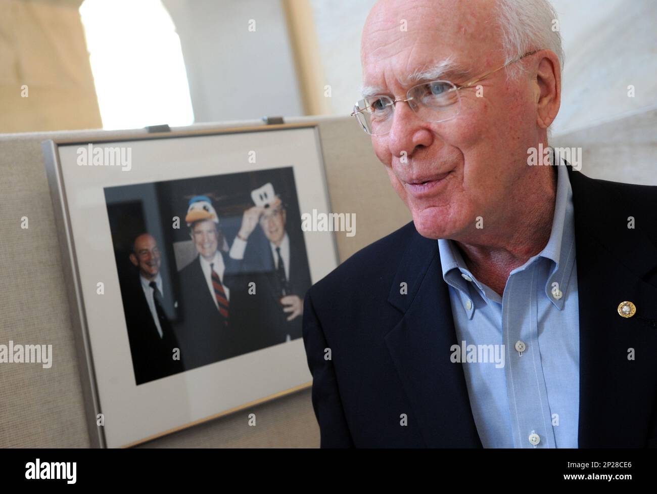 Sen. Pat Leahy, D-Vt., talks about a picture he took of then president ...