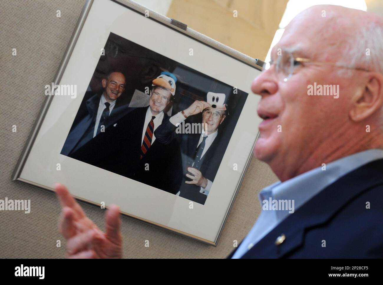 Sen. Pat Leahy, D-Vt., talks about a picture he took of then president ...