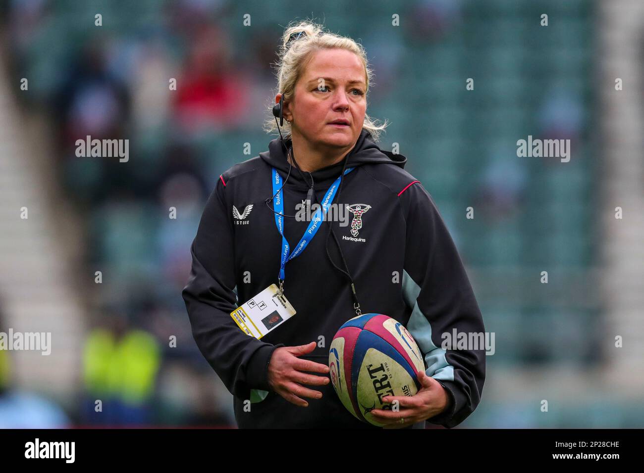 Harlequins head coach Amy Turner before the Allianz Premier 15s match ...