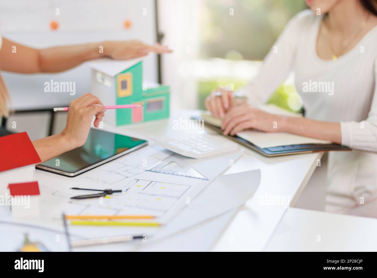 Construction and architect home building company concept, Engineers ...