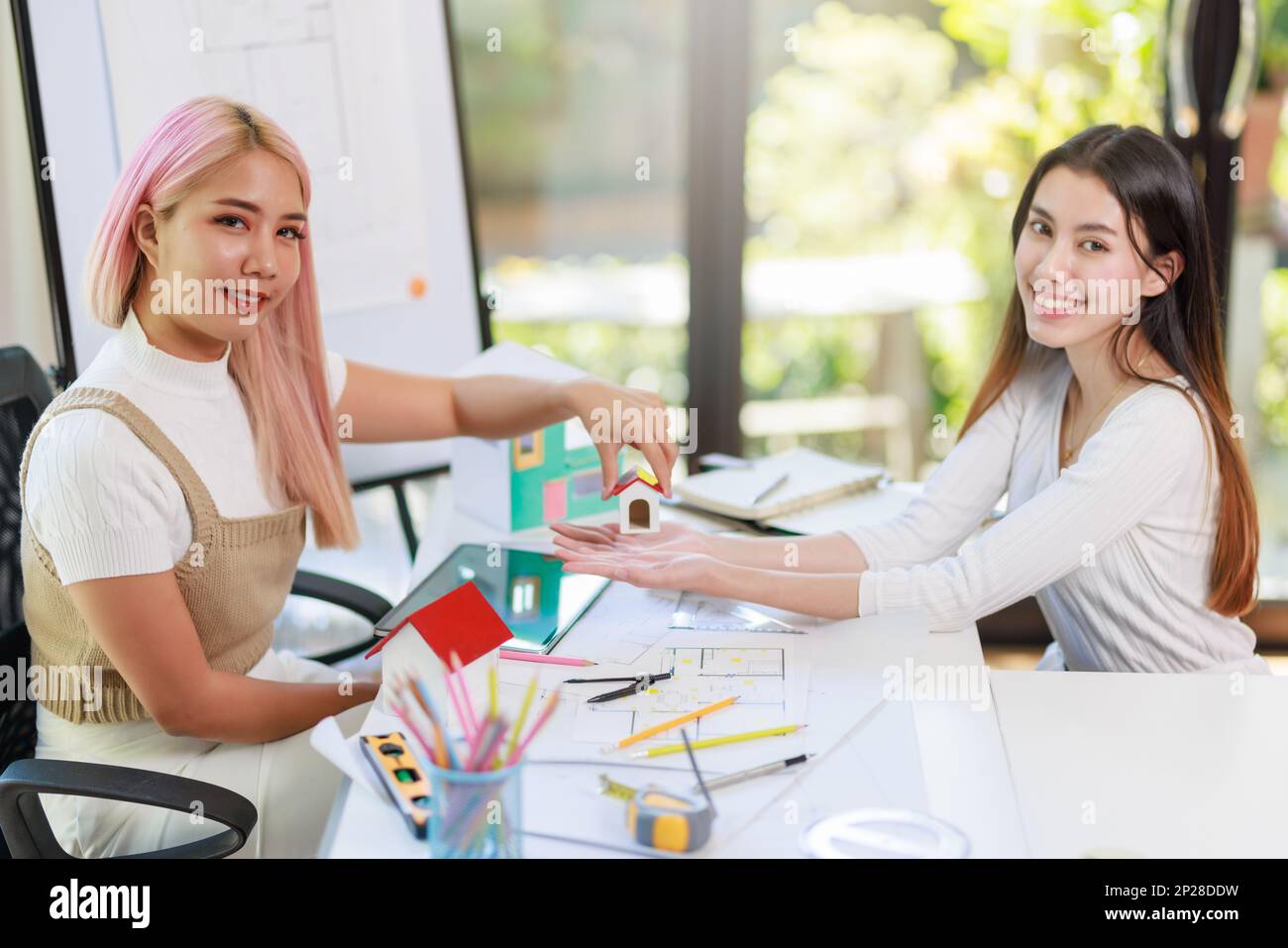 Construction and architect home building company concept, Engineers ...