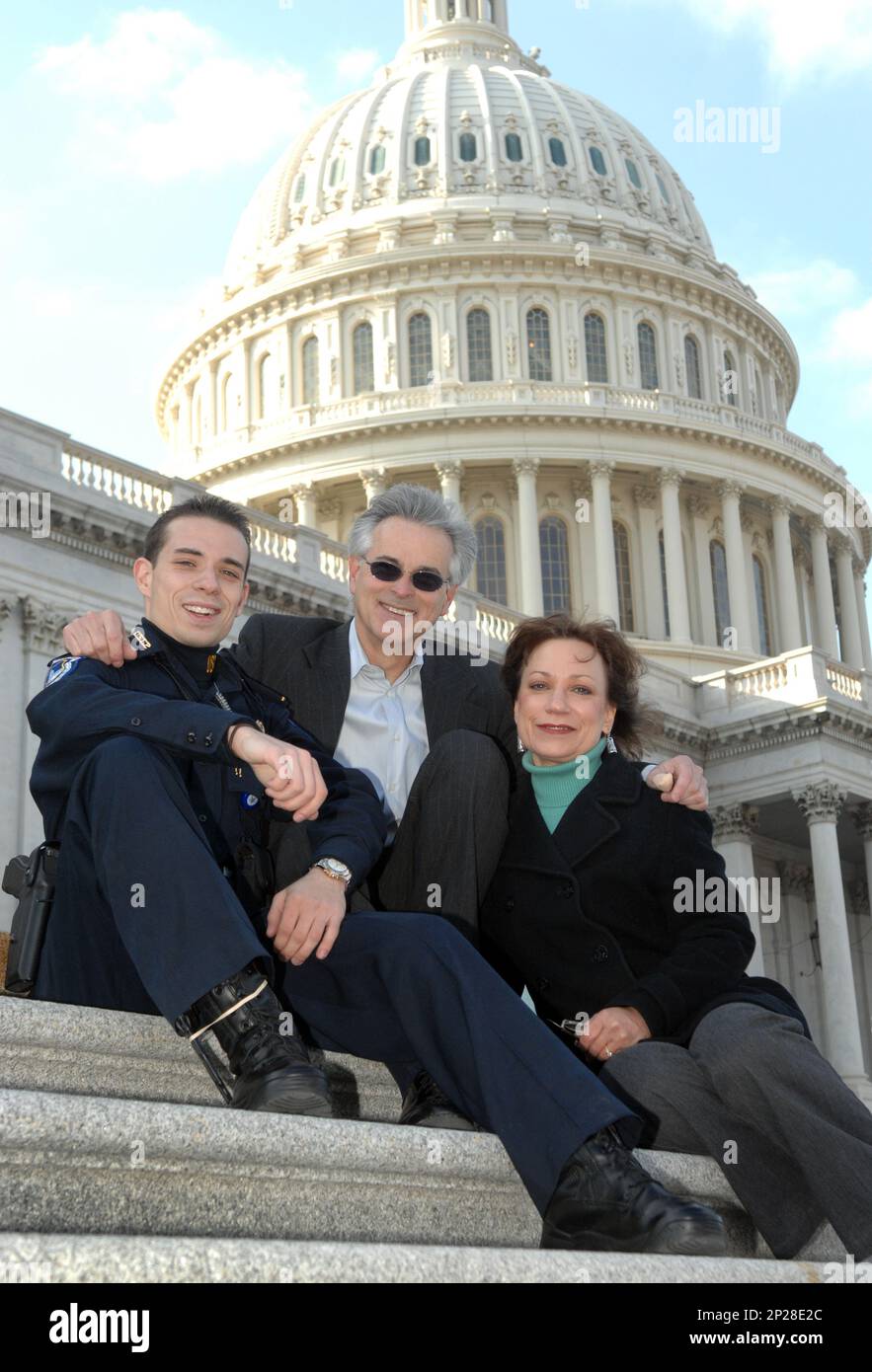 Capitol Police Officer Aidan Sims is pictured with his father David ...