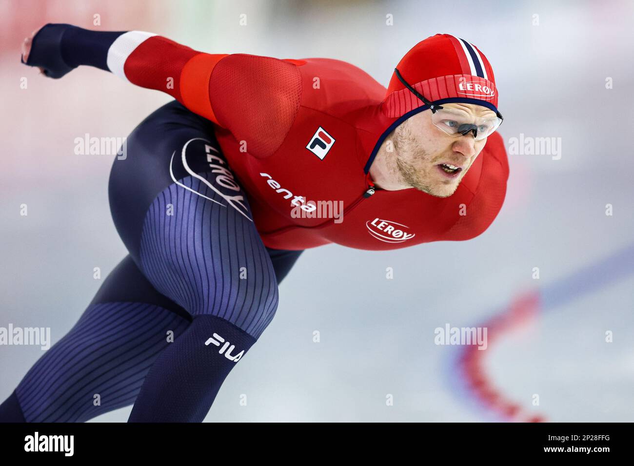 HERENVEEN - Havard Holmefjord Lorentzen (NOR) during the 1000 meters ...