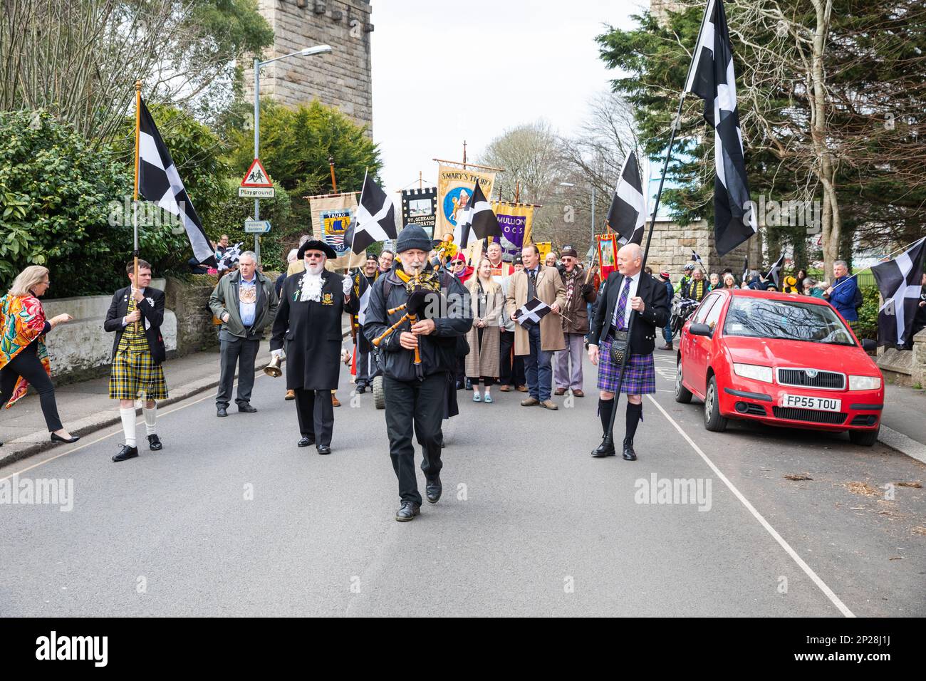 Truro, Cornwall, UK, 4th March 2023, St Piran’s Day (Gool Peran in ...