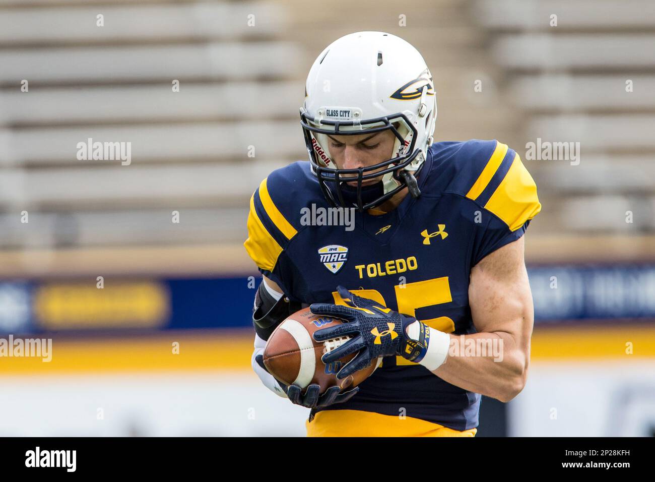 17 October 2015: Toledo Rockets WR Cody Thompson (25) during pregame ...