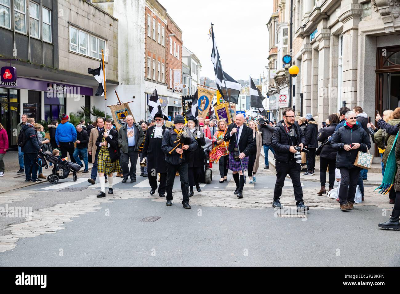 Truro, Cornwall, UK, 4th March 2023, St Piran’s Day (Gool Peran in ...