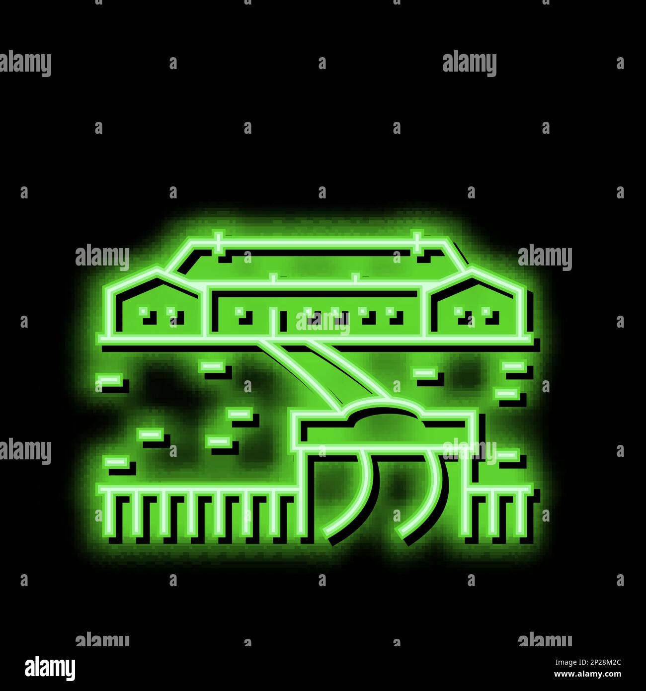 ranch style house neon glow icon illustration Stock Vector Image & Art ...