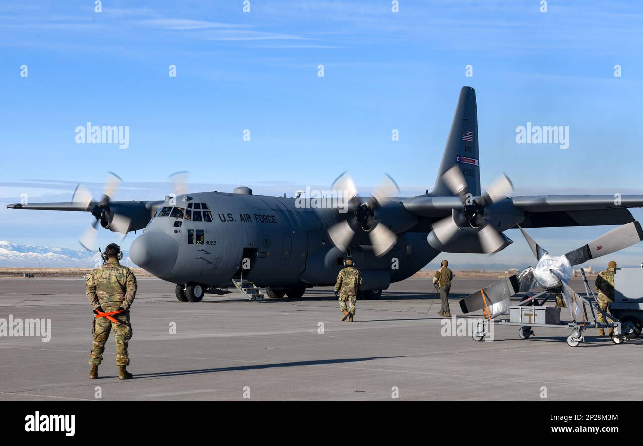 A 910th Airlift Wing C-130H Hercules aircraft prepares for takeoff, Jan. 18, 2023, at Mountain ...