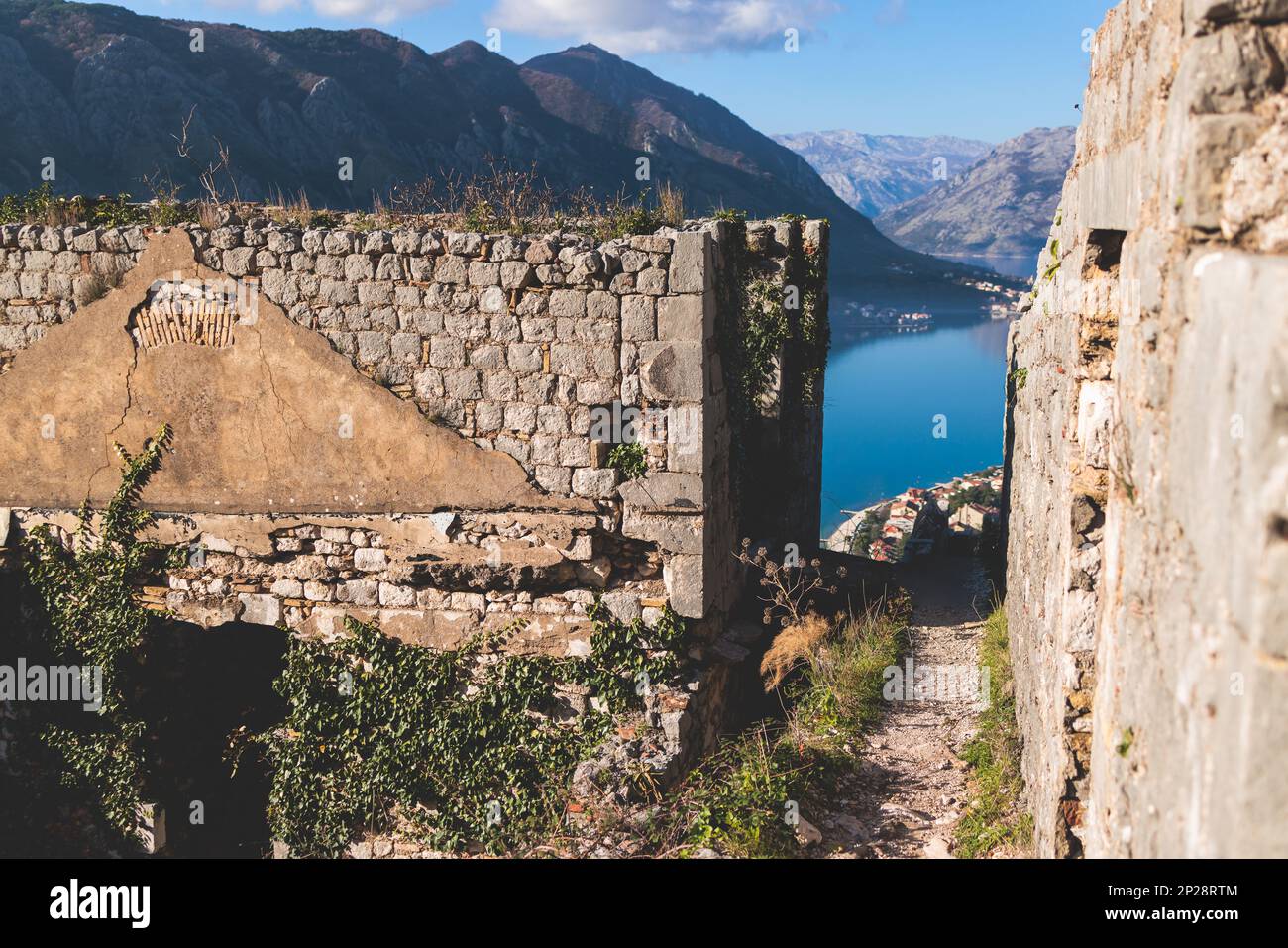 Kotor, Montenegro, process of climbing to the top of San Giovanni ...
