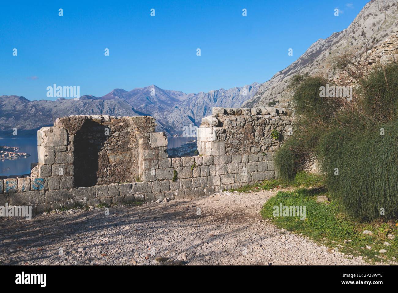 Kotor, Montenegro, process of climbing to the top of San Giovanni ...