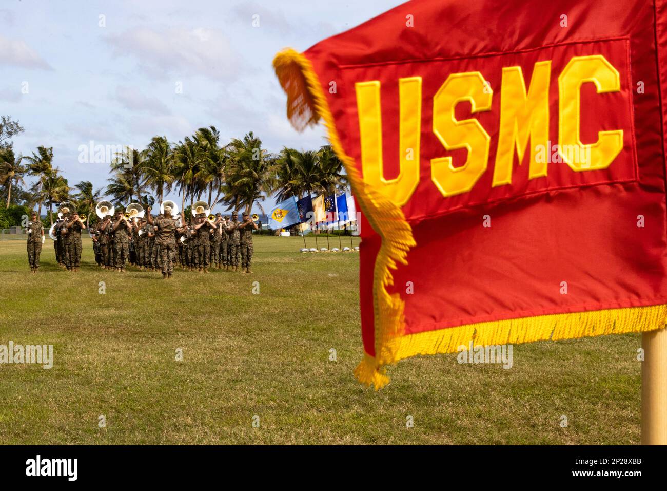 U.S. Marines with Marine Forces Pacific Band march during the Marine ...