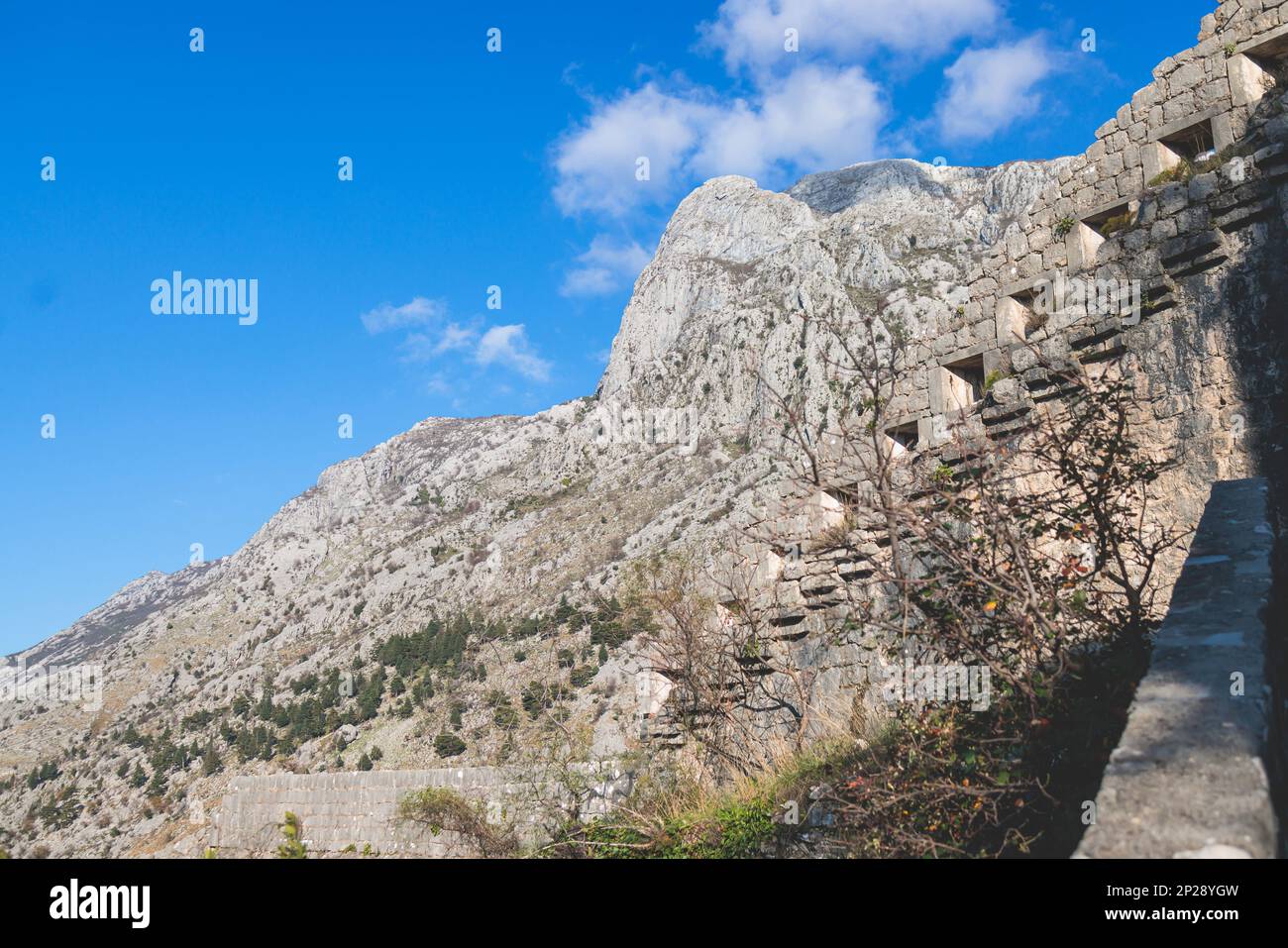 Kotor, Montenegro, process of climbing to the top of San Giovanni ...