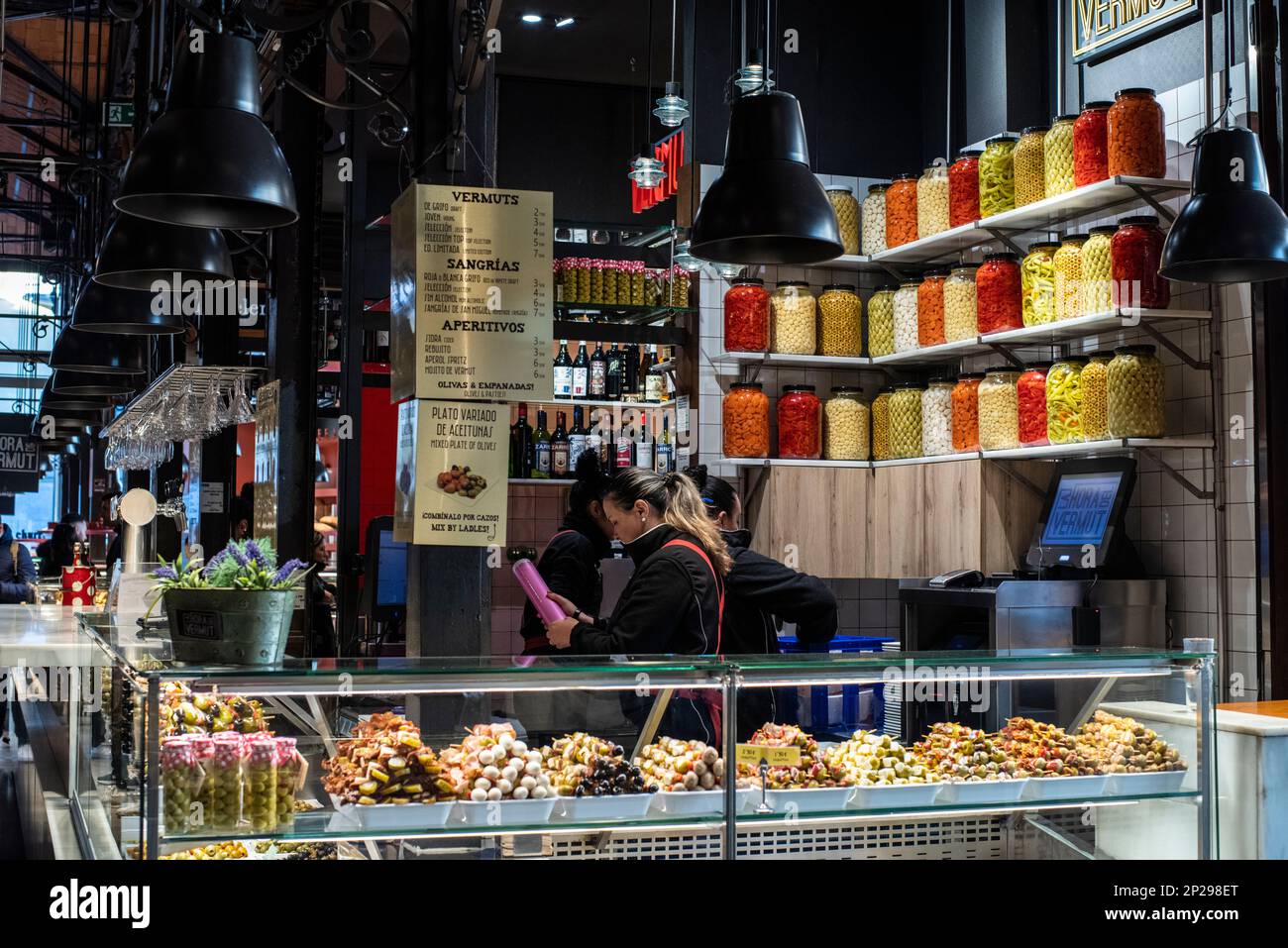 Bars, restaurants and traditional shops in Madrid, Spain Stock Photo ...