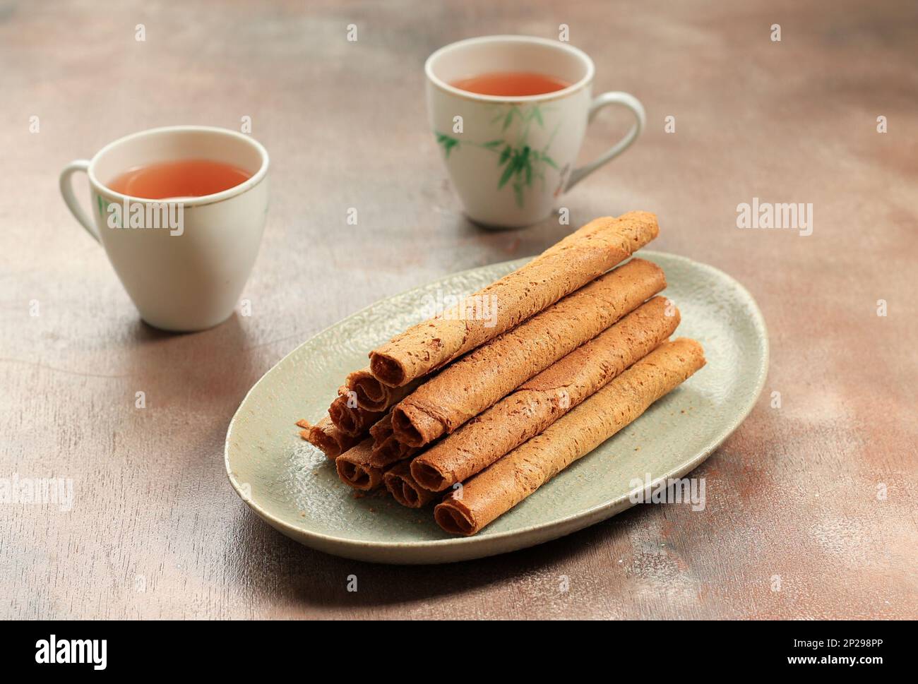 Waffle Egg Rolls on Bamboo Plate, Chinese Snack for Family Gathering ...