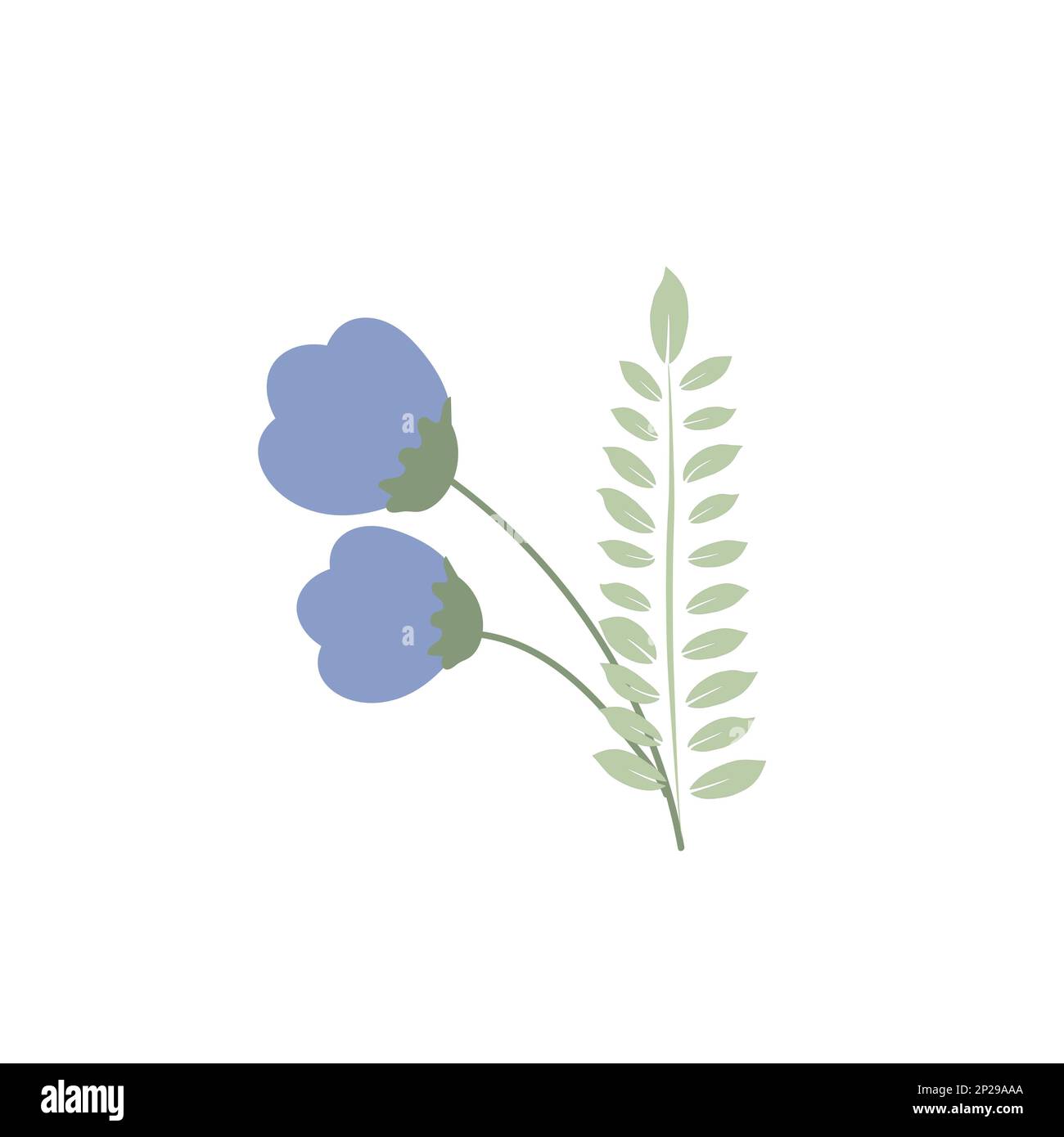 Blue flower abstract art background vector. Botanical wall art design ...