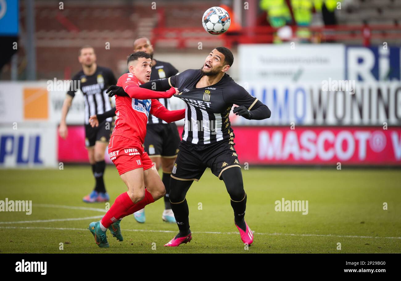 Kortrijk's Kadri Abdelkahar and Charleroi's Adem Zorgane fight for the ...