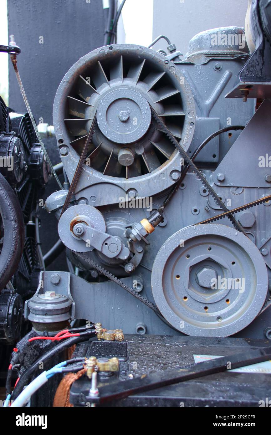 Detail shot of the drives on a diesel engine Stock Photo - Alamy