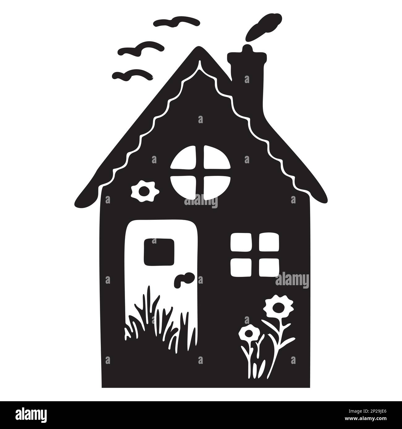 Cute rustic cottage motif in homestead vintage style. Vector ...