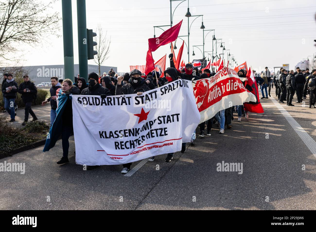 Offenburg, Germany. 04th Mar, 2023. Demonstrators walk during a protest ...