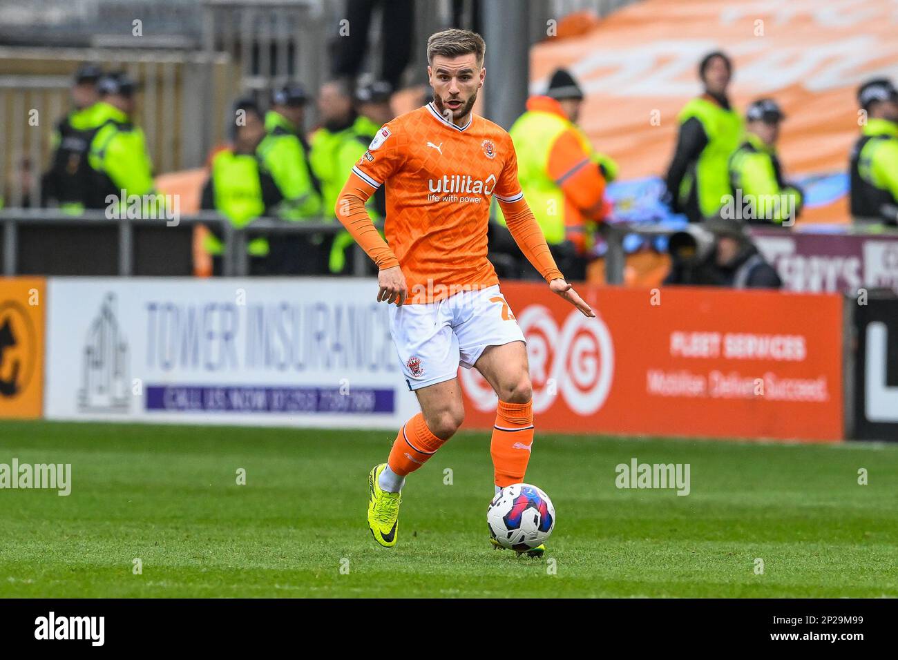 Luke Garbutt #29 of Blackpool in action during the game during the Sky ...