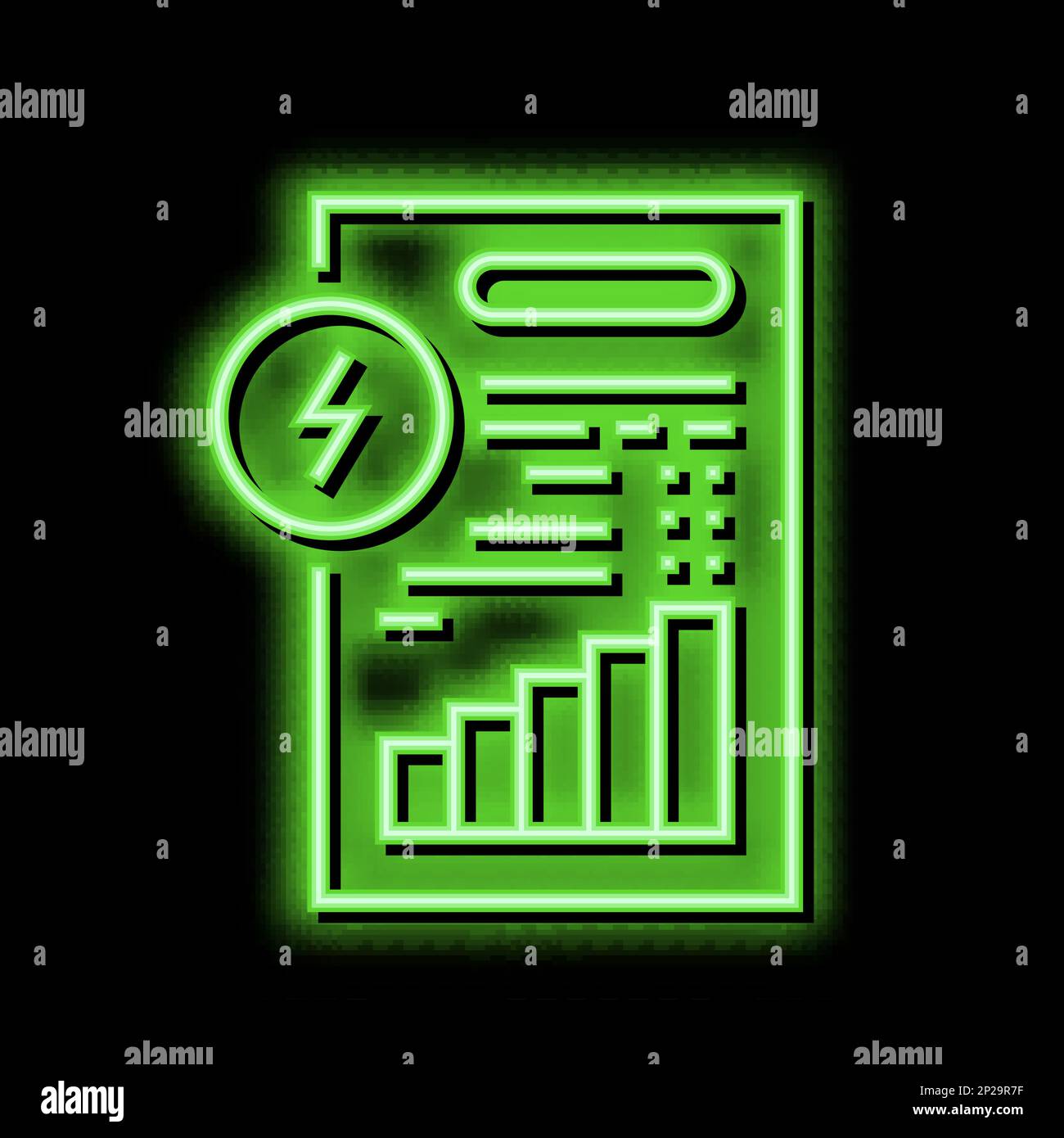 invoice document of energy saving neon glow icon illustration Stock ...