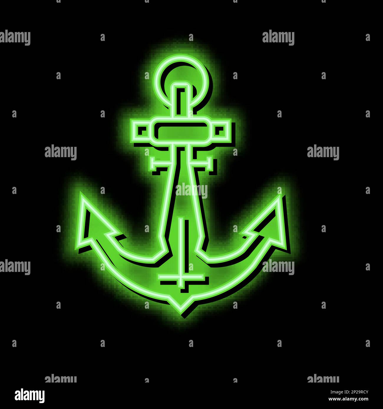 Anchor Port Neon Glow Icon Illustration Stock Vector Image And Art Alamy