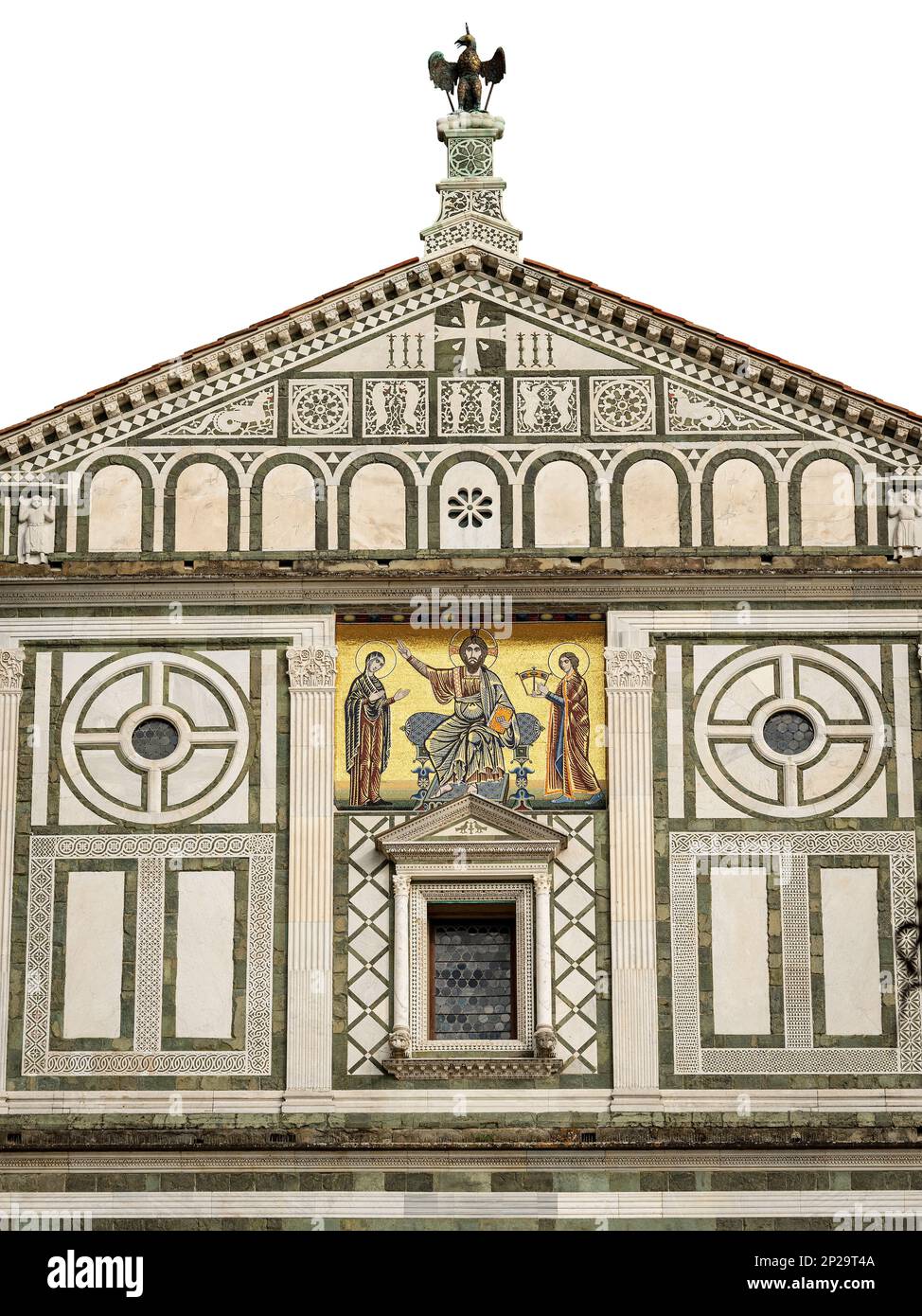Florence. Facade of the famous Basilica of San Miniato al Monte in ...