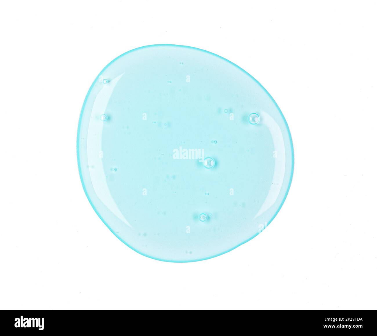 Round sample of drop transparent gel with bubbles isolated on white ...