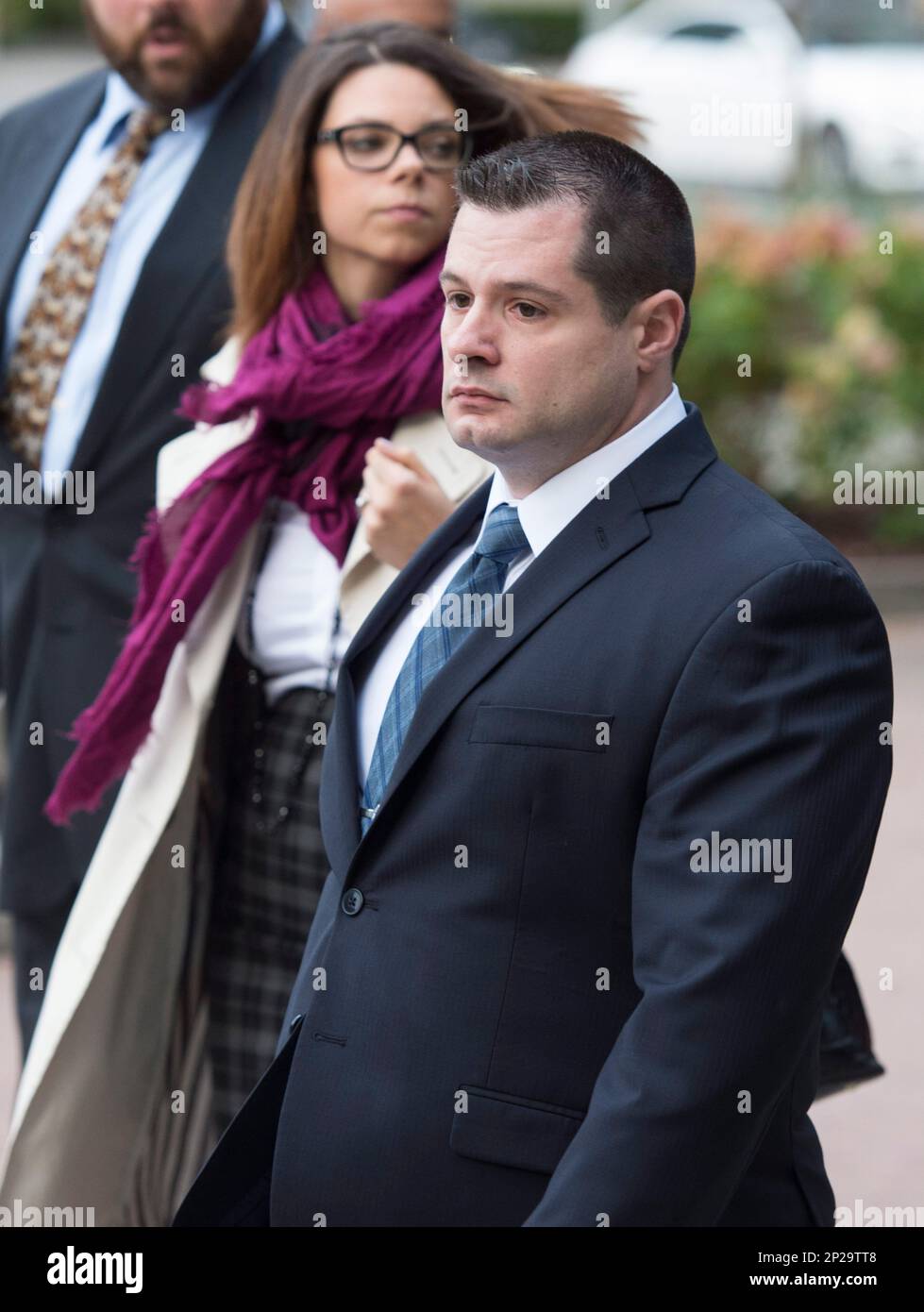 Const. James Forcillo, right, arrives at court in Toronto on Tuesday ...