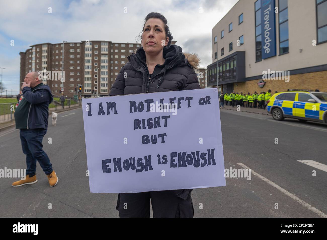 Dover, UK. 4th Mar, 2023. Far right groups protest at Dover against the ...
