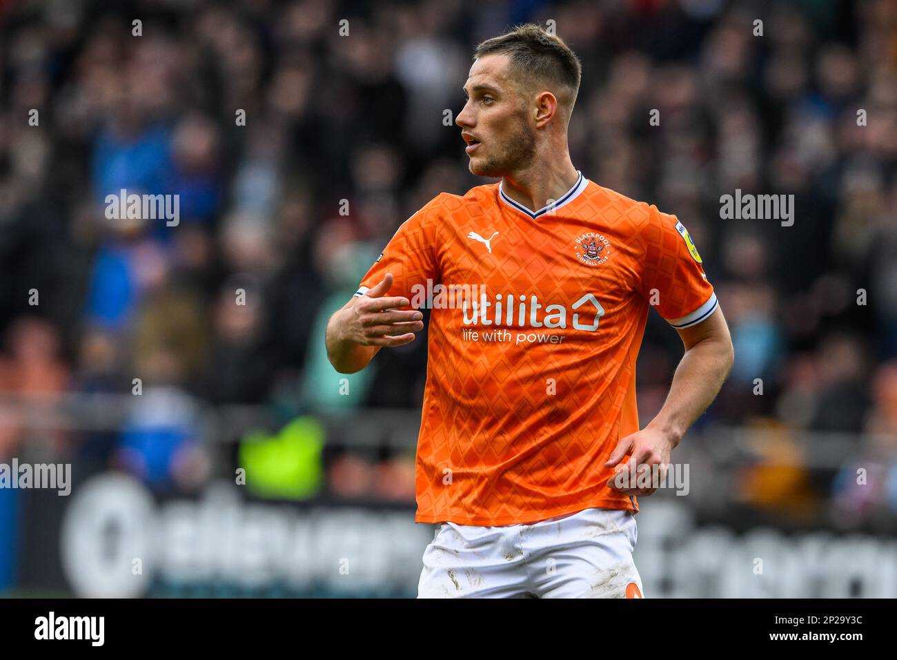 Jerry Yates #9 of Blackpool during the Sky Bet Championship match ...