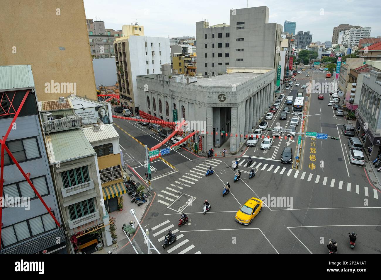 Tainan, Taiwan - February 6, 2023: View of a Tainan street with the ...