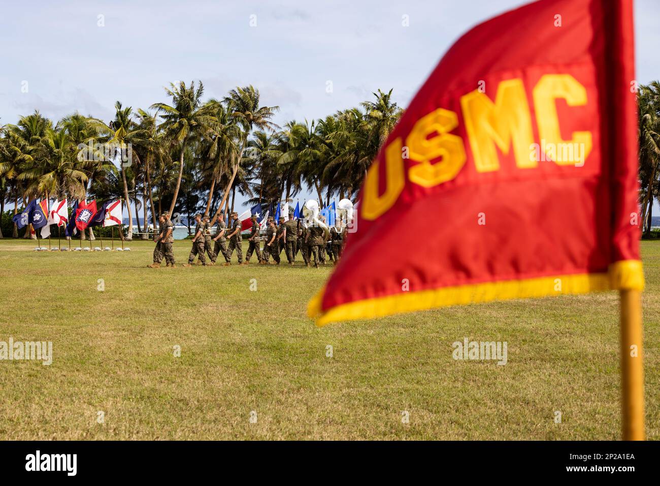 U.S. Marines with Marine Forces Pacific Band march during the Marine ...