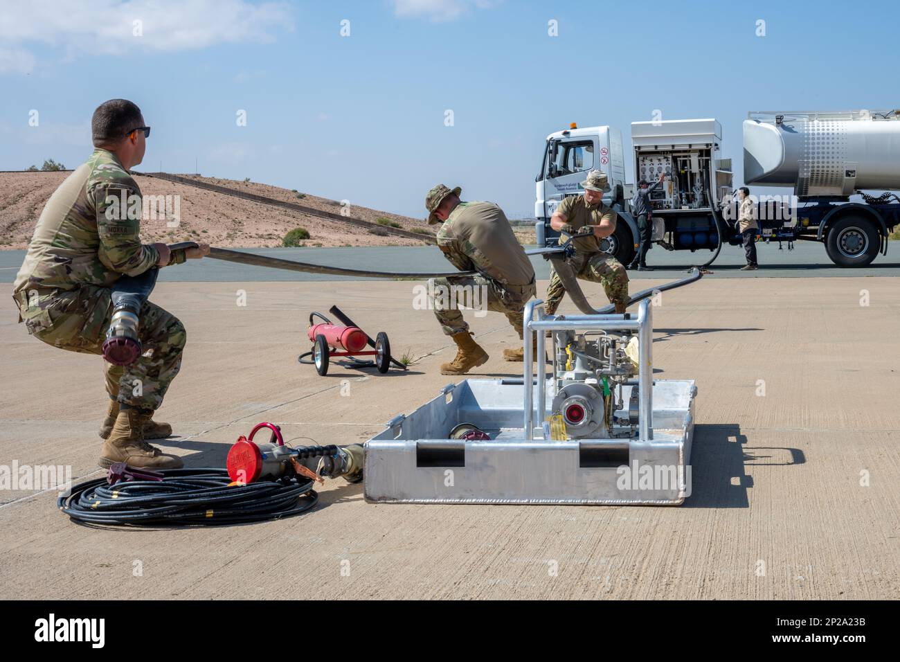 U.S. Air Force Airmen assigned to the 378th Expeditionary Logistics ...