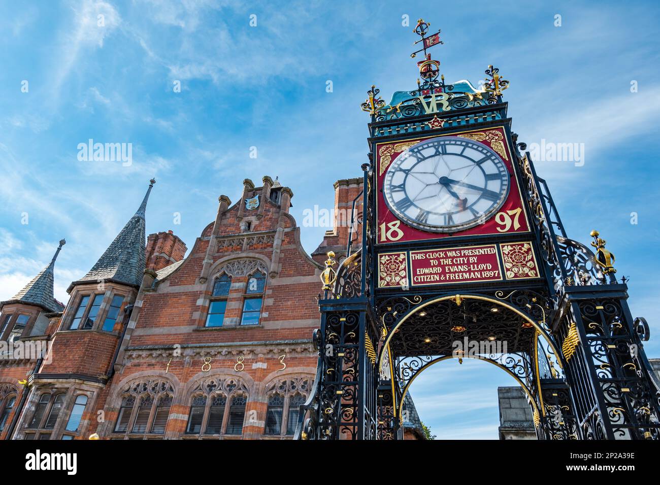 Historic ornate Victorian Eastgate Clock, Chester, England, UK Stock ...