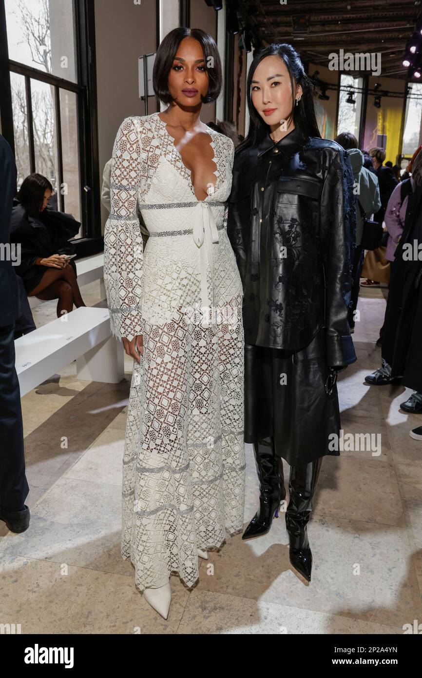 Ciara, left, and Chriselle Lim pose for photographers upon arrival at ...