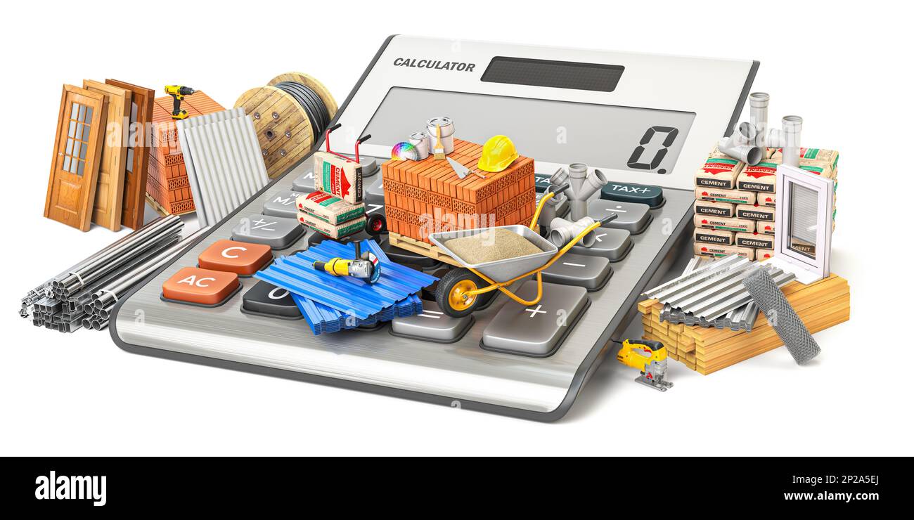 Building And Construction Materials And Tool On Calculator Calculating Costs Of Construction