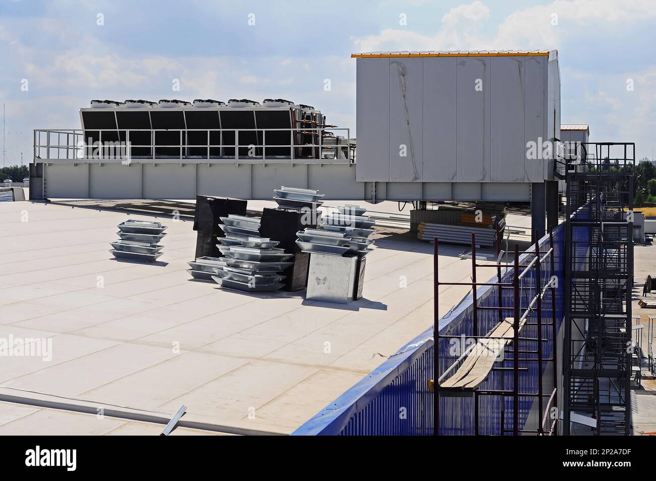 The process of building a warehouse from sandwich panels. A view of the ...