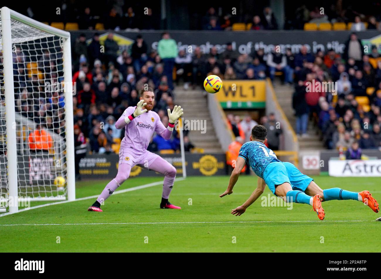 Wolverhampton Wanderers goalkeeper Jose Sa saves a header from ...