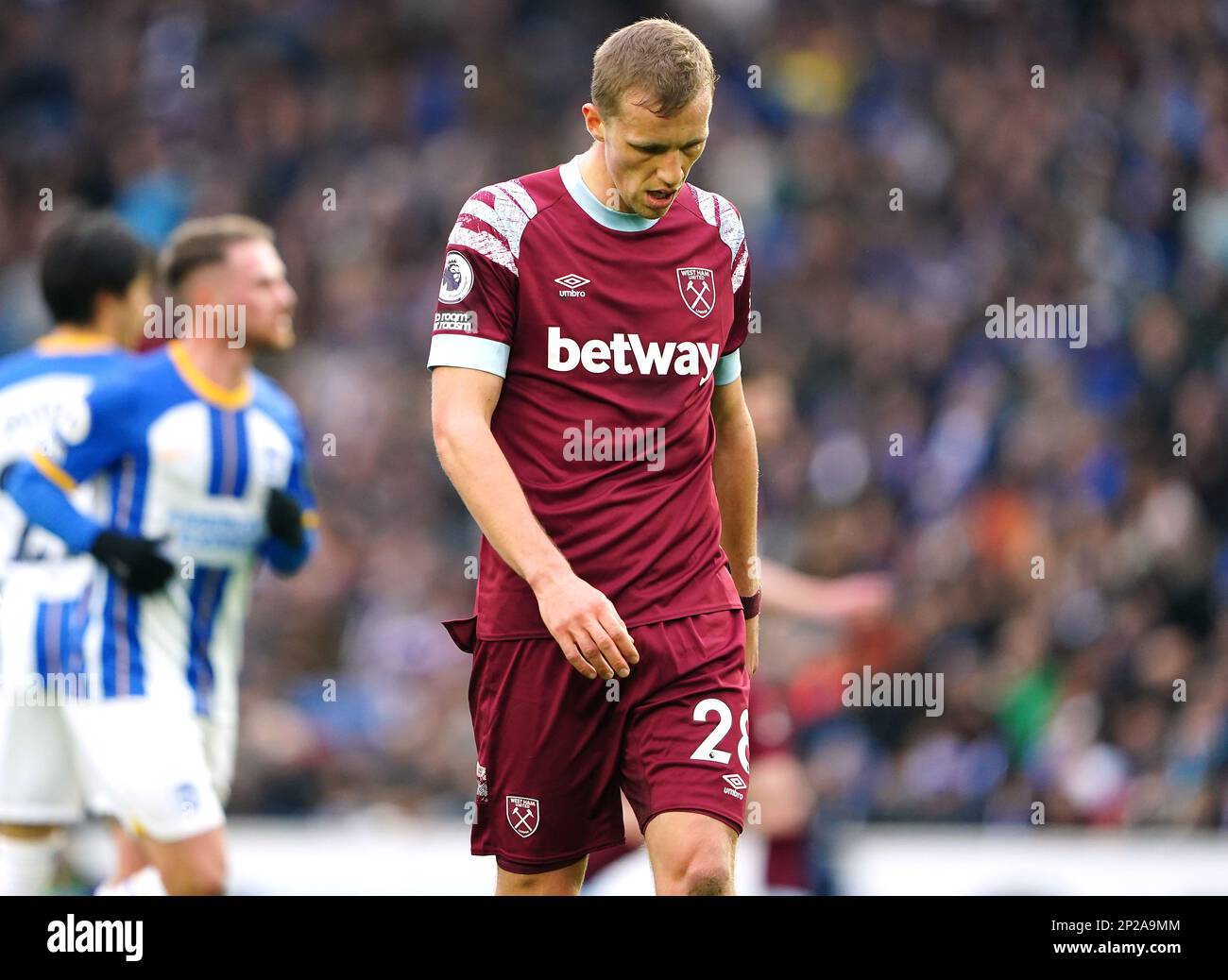 West Ham United's Tomas Soucek appears dejected during the Premier ...