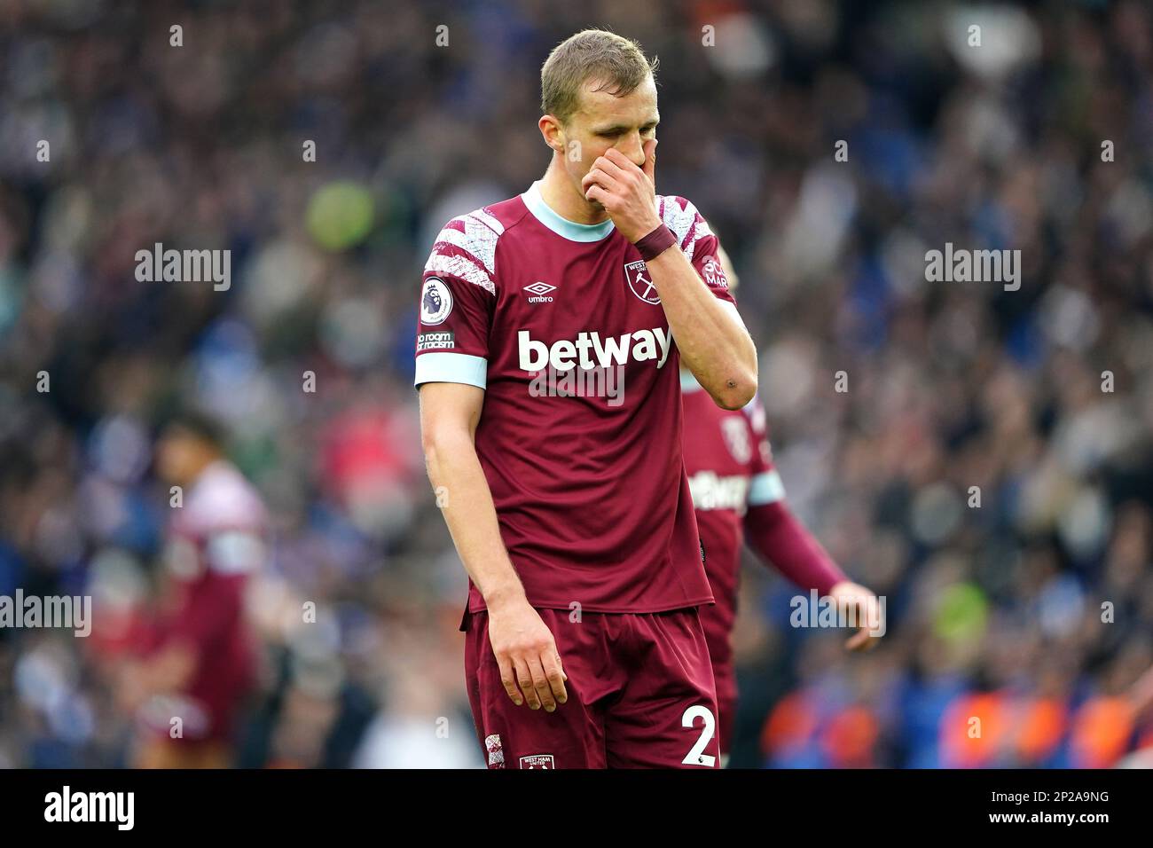 West Ham United's Tomas Soucek appears dejected during the Premier ...