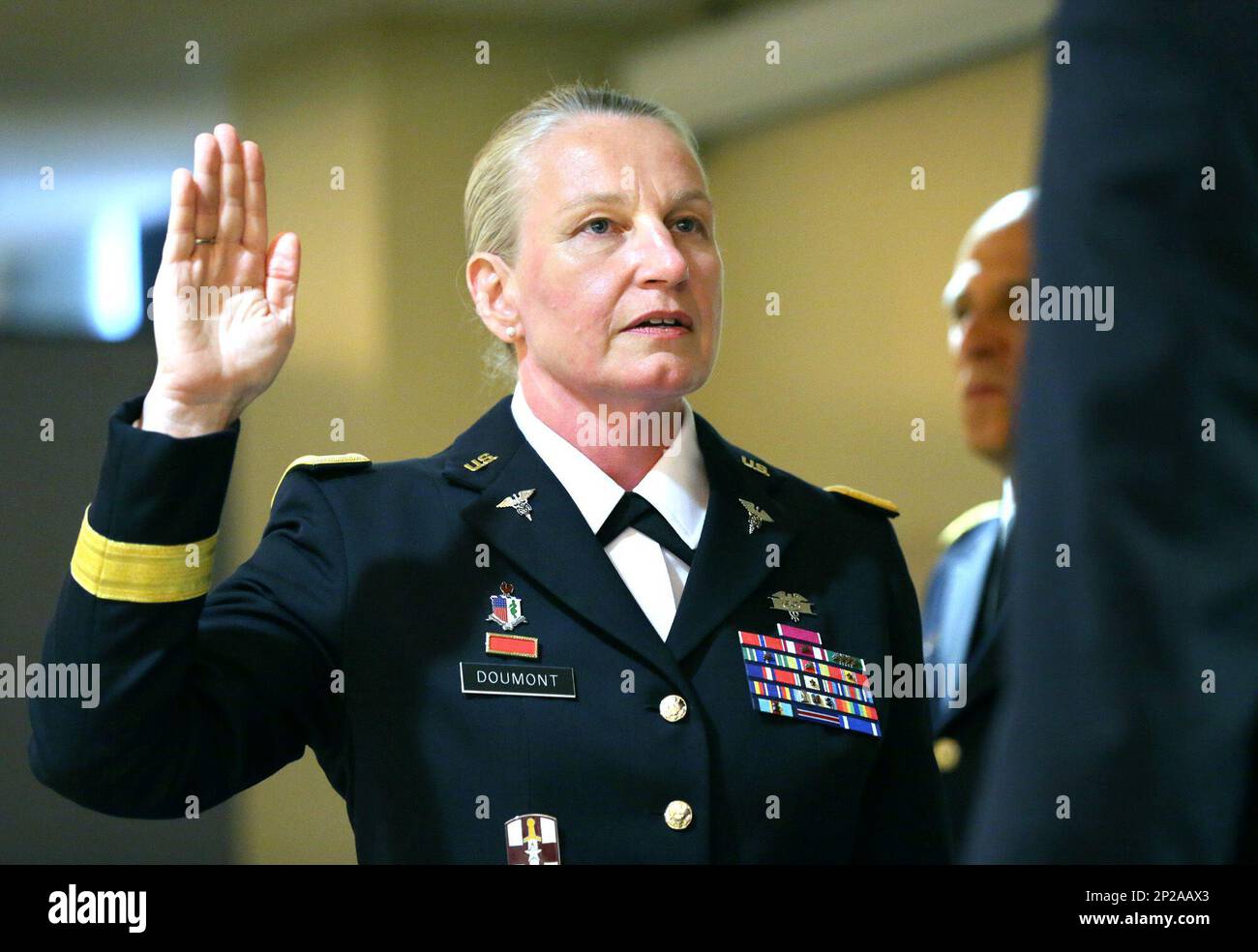 U.S. Army Reservist Col. Lisa L. Doumont of Winchester, Va. takes the ...
