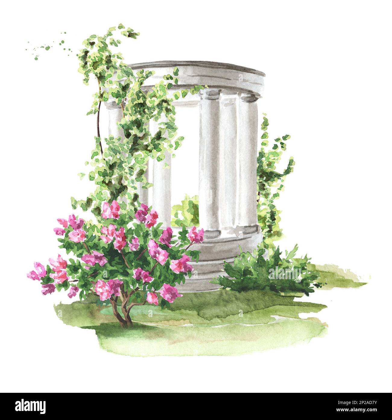 Park architecture. Garden decorative Rotunda. Landscape design , Hand ...