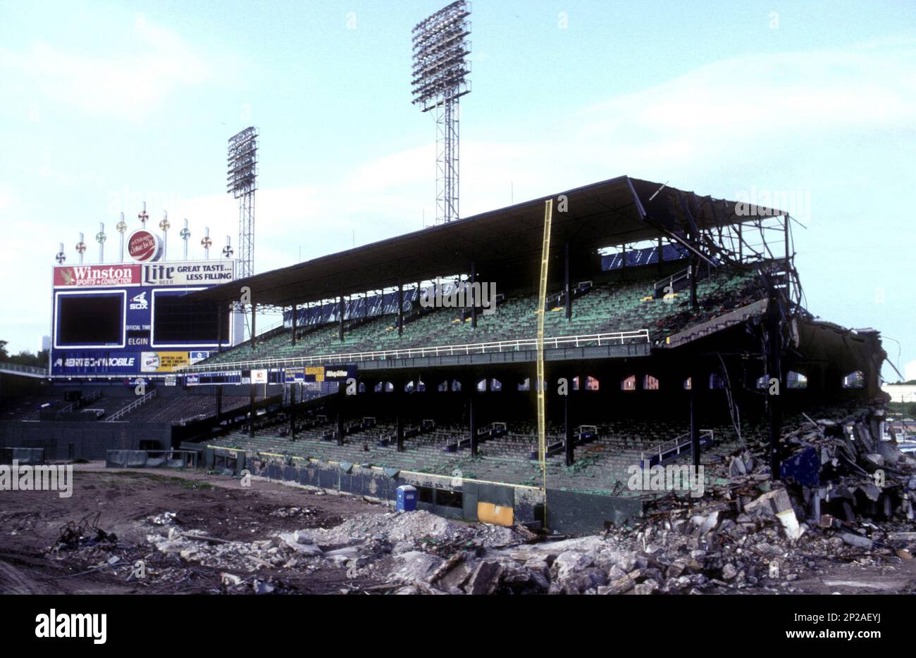 Comiskey Park demolition, home of the Chicago White Sox, in 1990 (Al ...