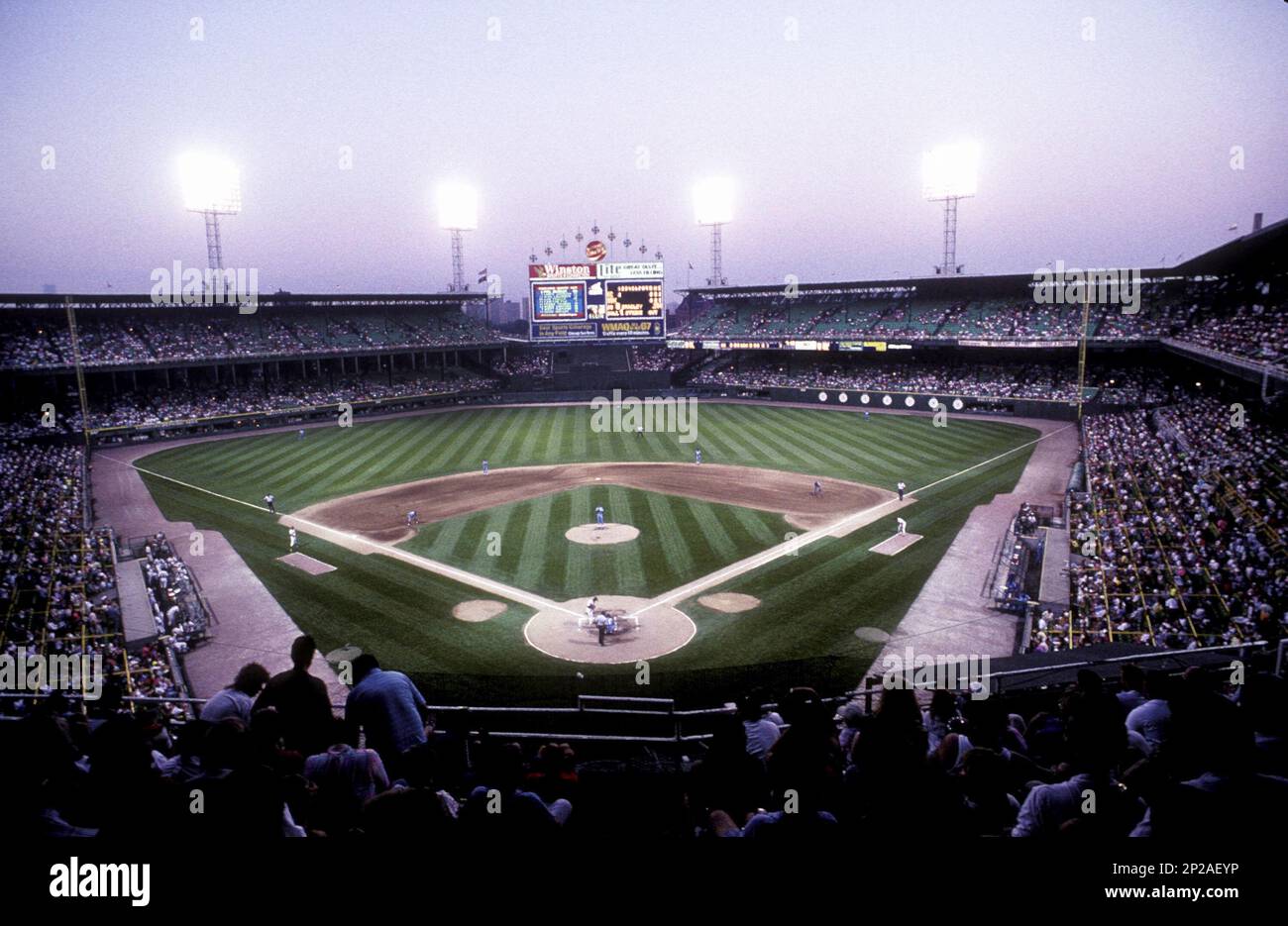 An interior panoramic view of Comisky Park, home of the Chicago White ...