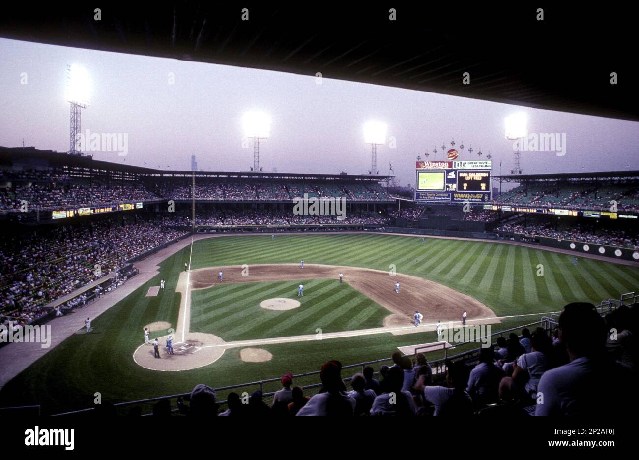 An interior view of Comiskey Park, home of the Chicago White Sox, in ...