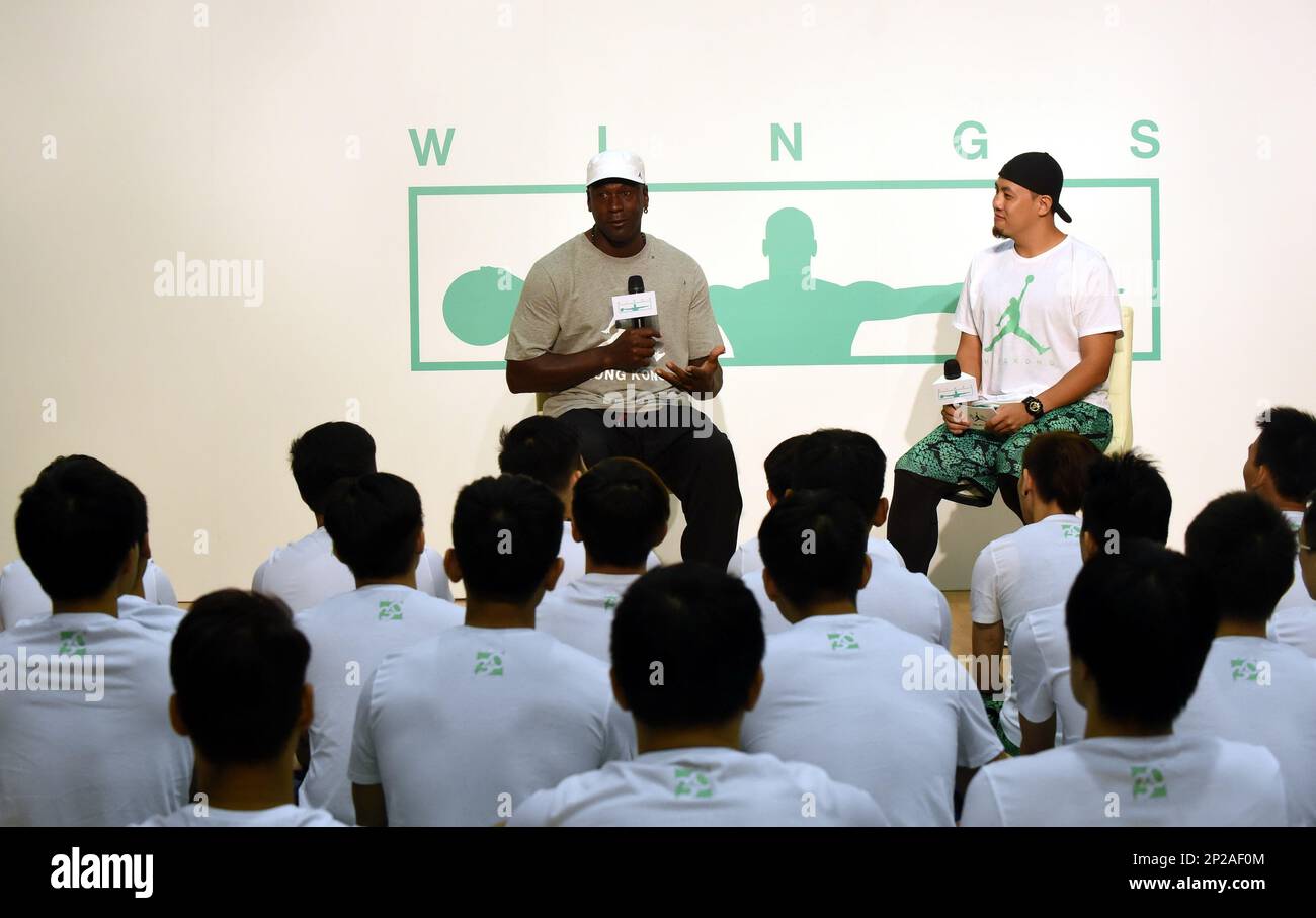 American basketball superstar Michael Jordan attends a promotional ...