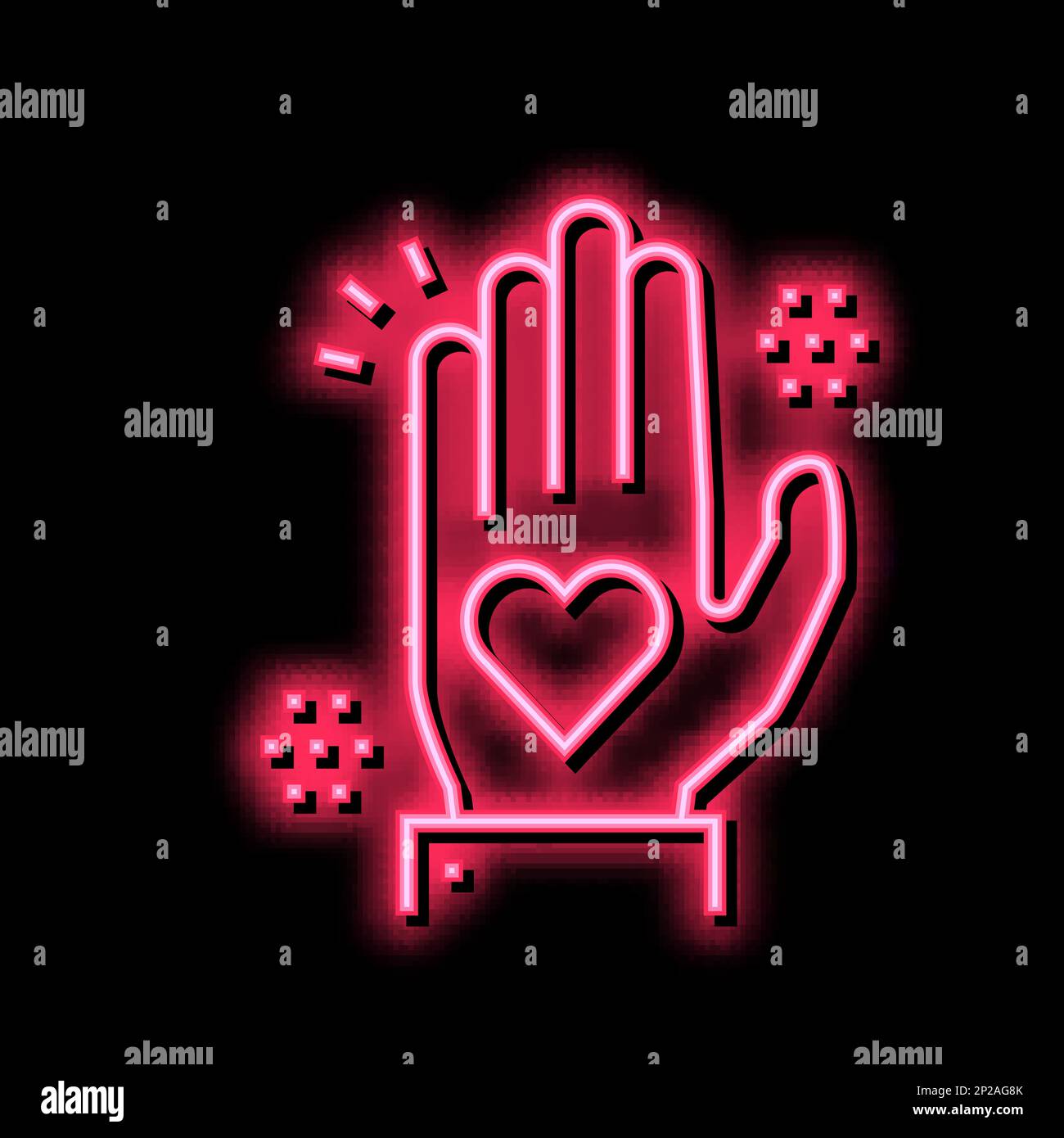 heart on palm neon glow icon illustration Stock Vector Image & Art - Alamy